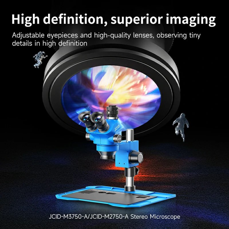 JCID M3750A 7-50X Synchronous Zoom Trinocular Stereo Microscope with ...